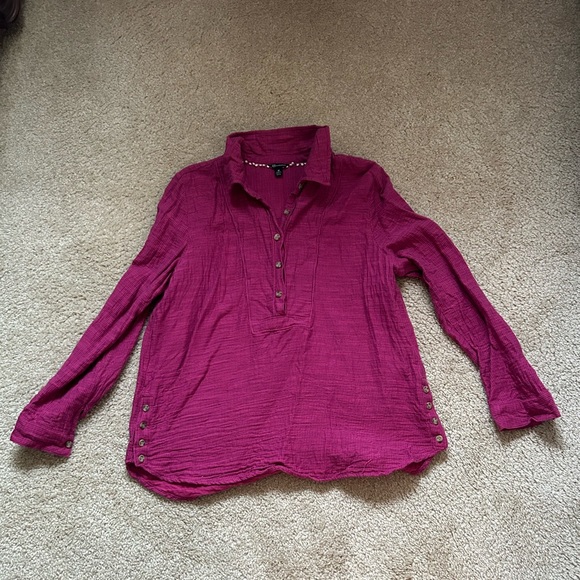 Versona | Tops | Versona Purple Partial Button Down Shirt Button Detail ...